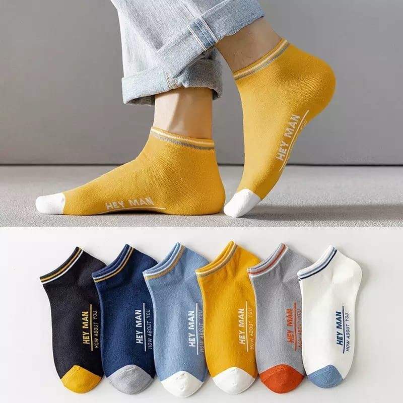 6 Pairs "Hey" Cotton Socks - ROJOO SHOP